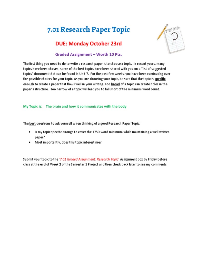 7.01 - Research Paper Topic Handout | PDF