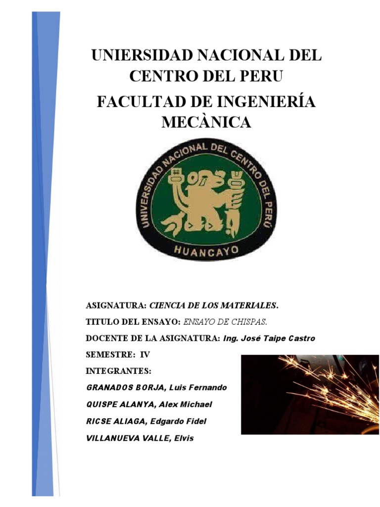 Caratula, Resumen e Introduccion (Ensayo de Chispas) | PDF | Ensayos | Acero
