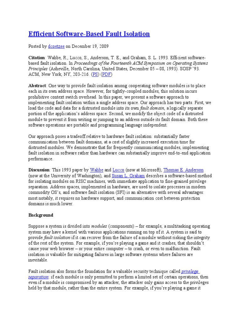Efficient Software-Based Fault Isolation: Dcoetzee | PDF | Pointer (Computer Programming ...