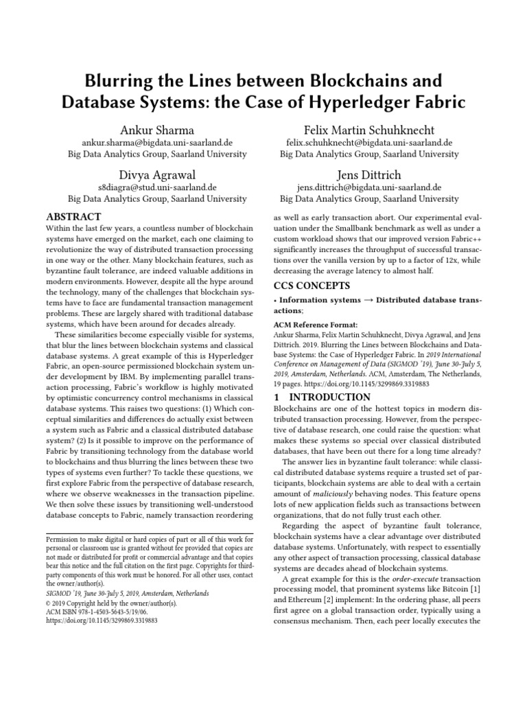 Sharma - Blurring The Lines Between Blockchains and Database Systems - The Case Hyperledger ...