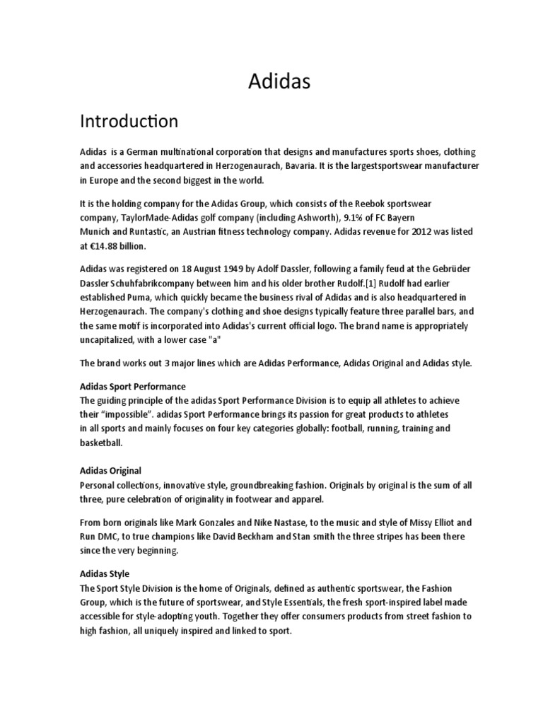 Adidas Introduction | PDF | Adidas | Brand