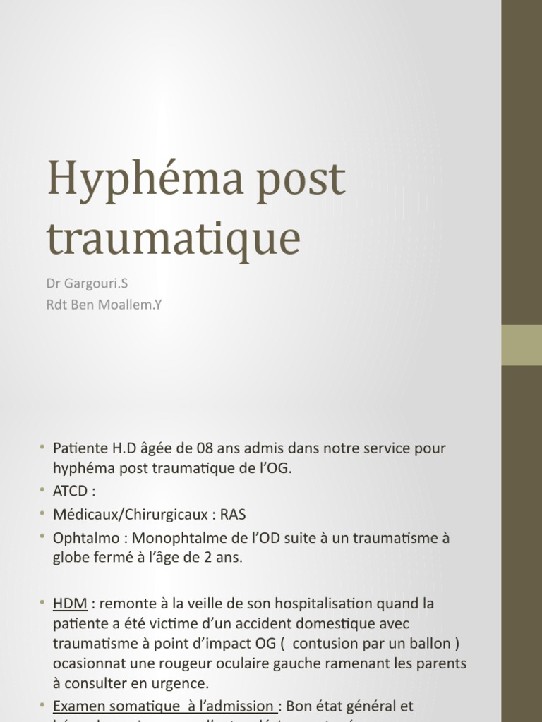 Hyphema Post Traumatique | PDF | Saignement | Ophtalmologie