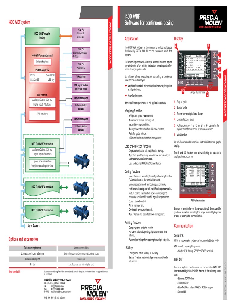I400 WBF Software For Continuous Dosing | PDF | Usb | Programmable ...
