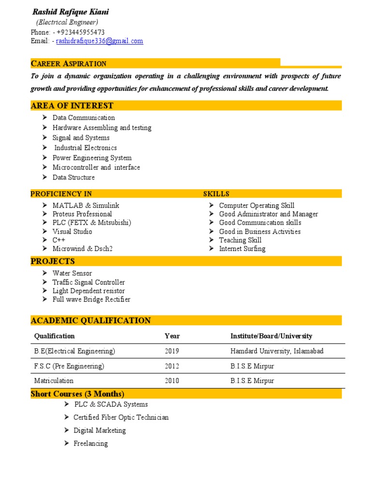Rashid CV NEw | PDF | Programmable Logic Controller | Engineering