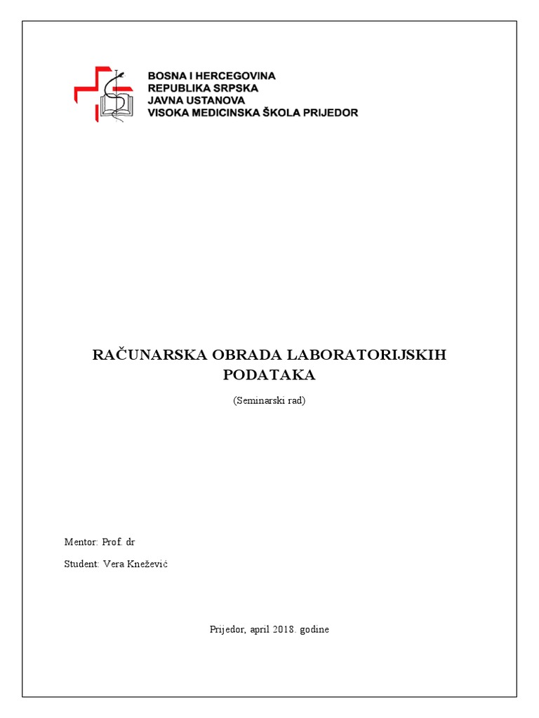 Vera Knezevic 2018 Racunarska Obrada Laboratorijskih Podataka | PDF