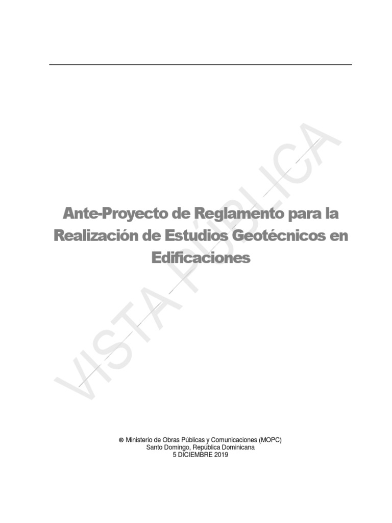 Ante Proyecto de Reglamento para La Realización de Estudios Geotécnicos en Edificaciones | PDF ...