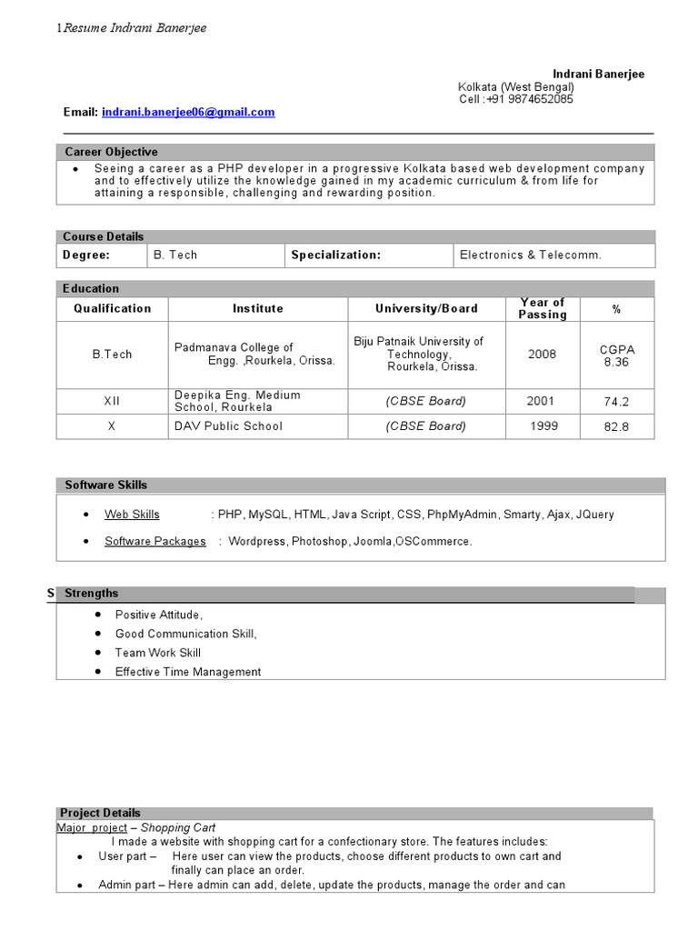 Basic Fresher Resume For Students Template | PDF | World Wide Web ...