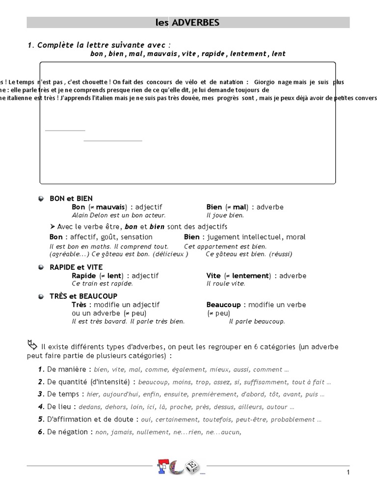 Adverbes de manière en français | PDF | Genre grammatical | Langues