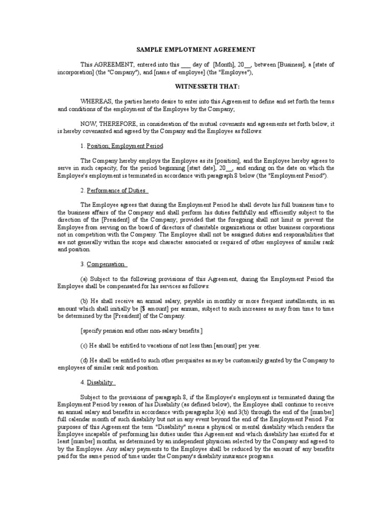 Form Employment Agreement | PDF