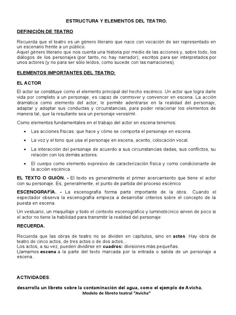 Estructura y Elementos Del Teatro | PDF | Teatro