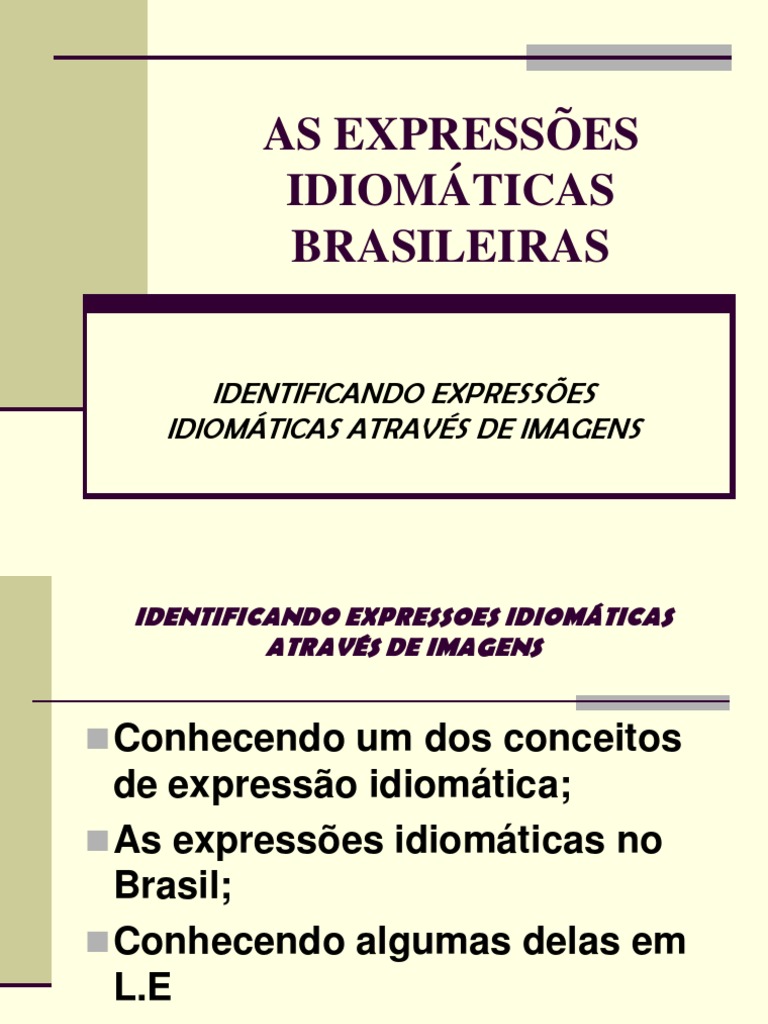 As Expressoes Idiomaticas Brasileiras | PDF | Expressão idiomática | Imagem