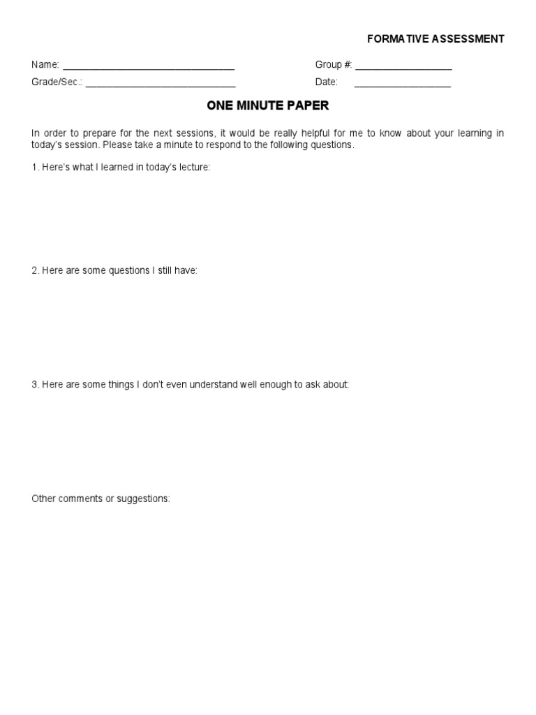 One Minute Paper | PDF
