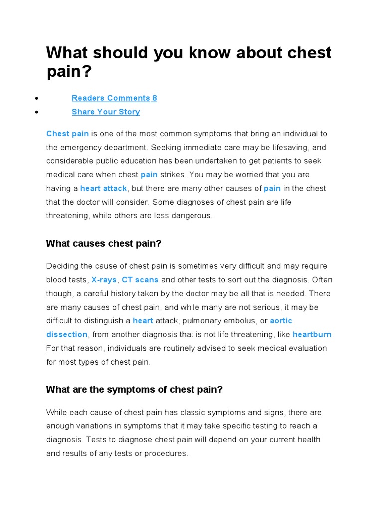 What Should You Know About Chest Pain? | PDF