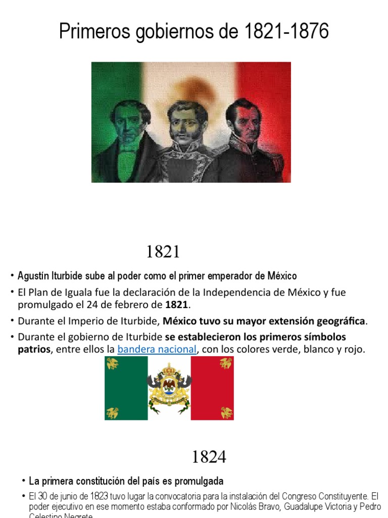 Primeros Gobiernos de 1821 1876 | PDF | Politica de mexico | México independiente