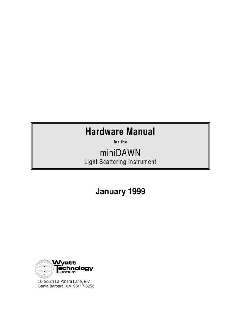 Wyatt, 1999 Manual For miniDAWN Light Scattering Instrument | PDF ...