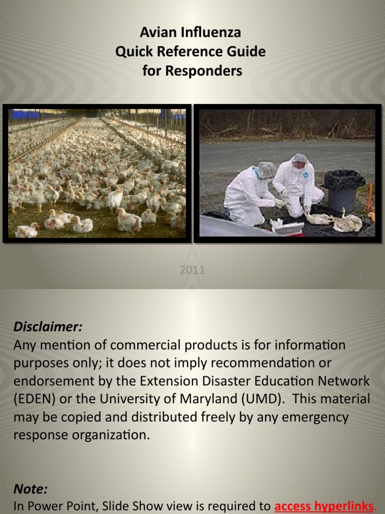 Quick Reference Guide For Emergency Responders | PDF | Avian Influenza ...