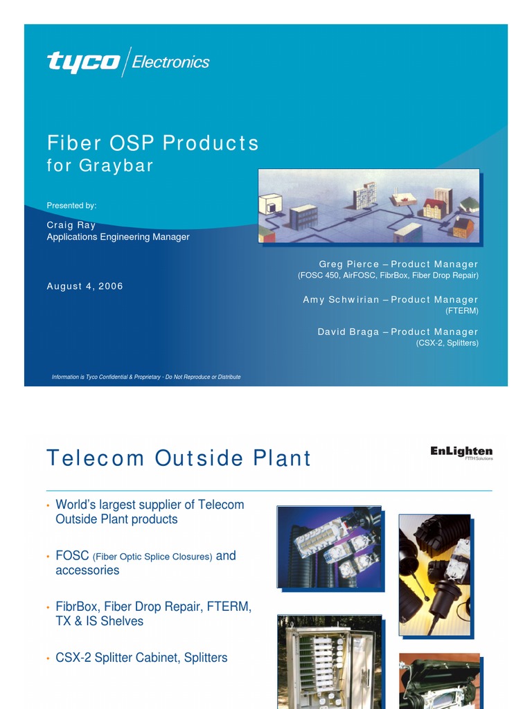 Tyco FIber OSP Products | PDF | Optical Fiber | Electrical Connector