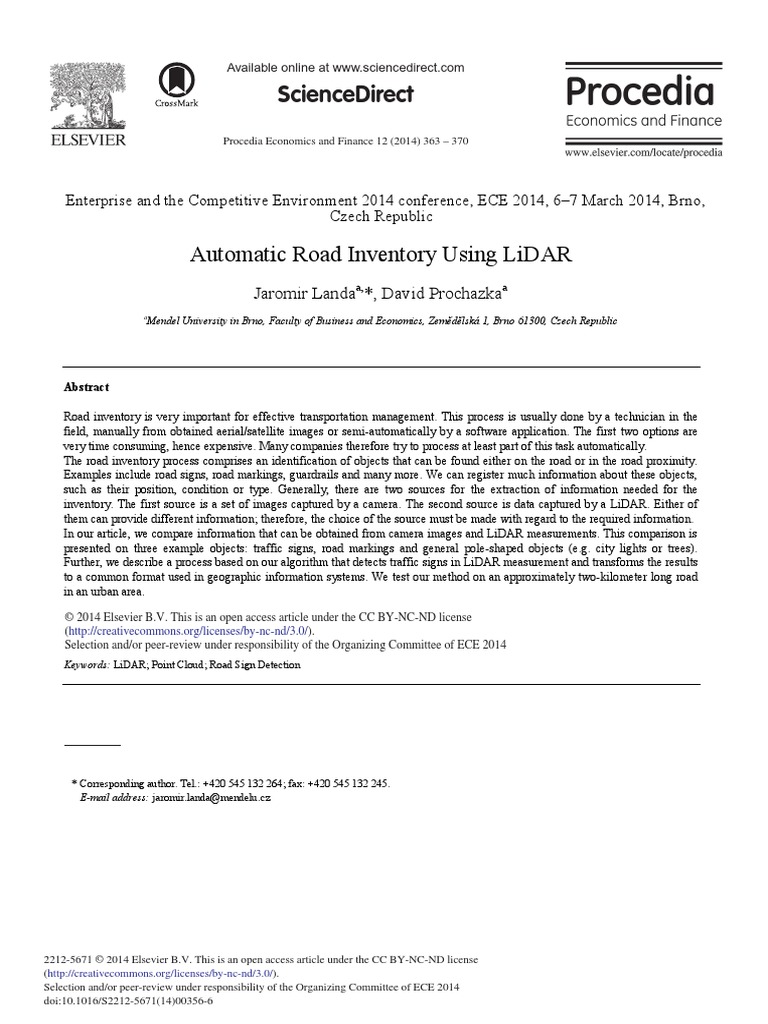 Automatic Road Inventory Using LiDAR | PDF | Lidar | Rgb Color Model