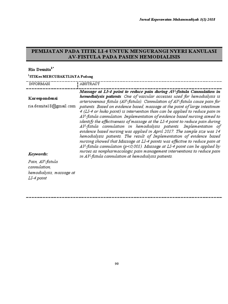 Pemijatan Pada Titik LI-4 Untuk Mengurangi Nyeri K | PDF