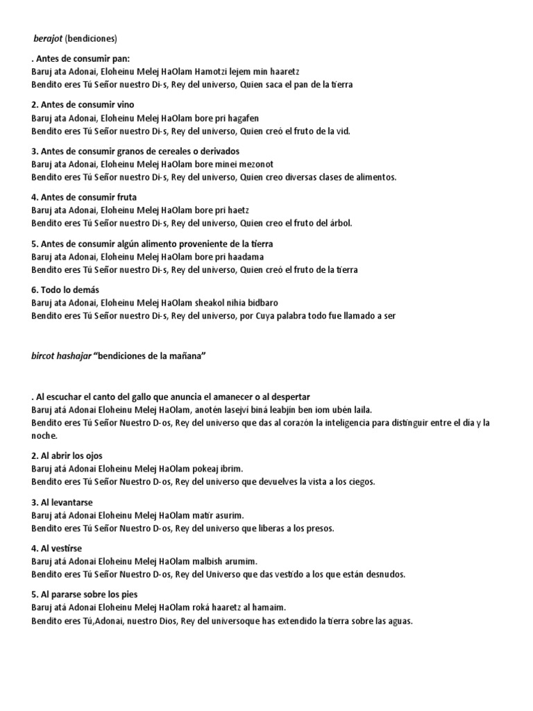Berajot Bendiciones Judias | PDF | Religión y creencia | Tora