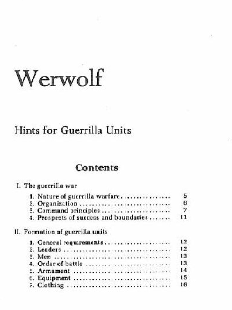 SS Werwolf Combat Instruction Manual | PDF