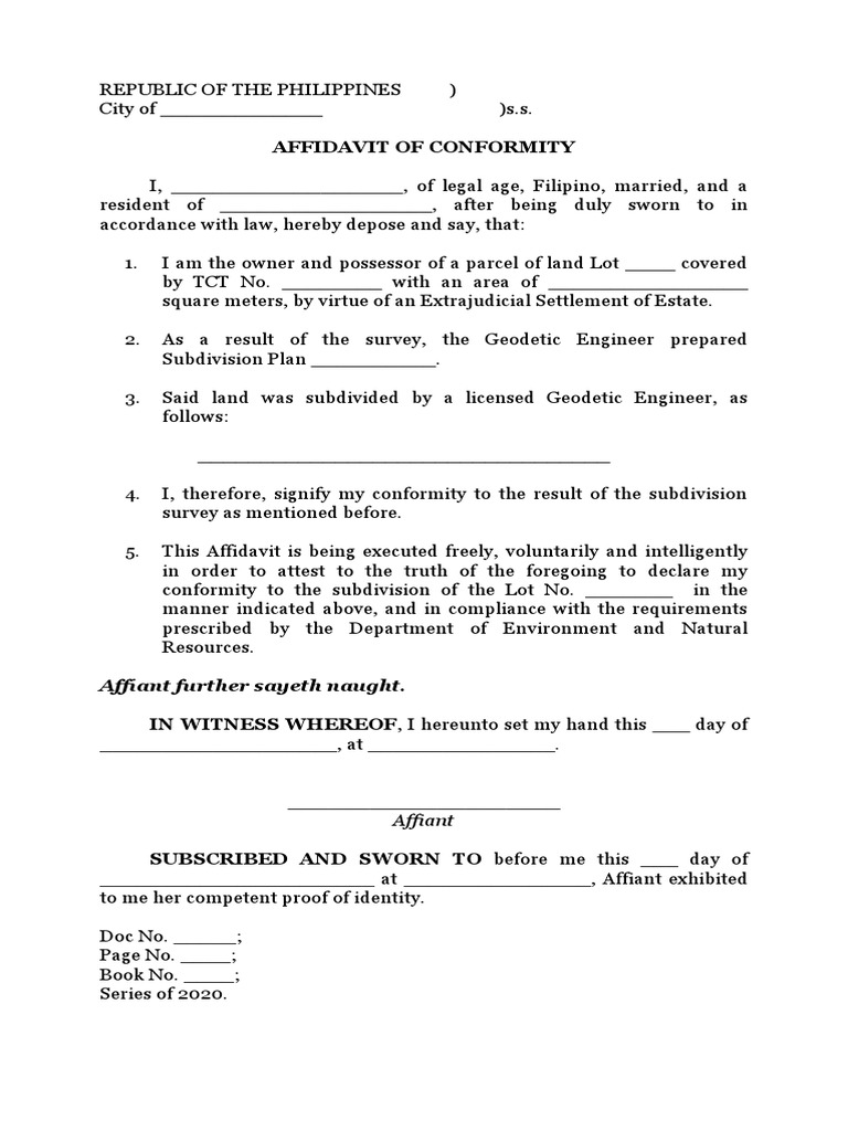 Affidavit of Conformity | PDF