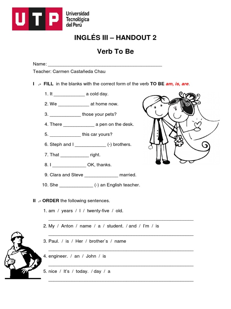 Verb To Be Handout | PDF
