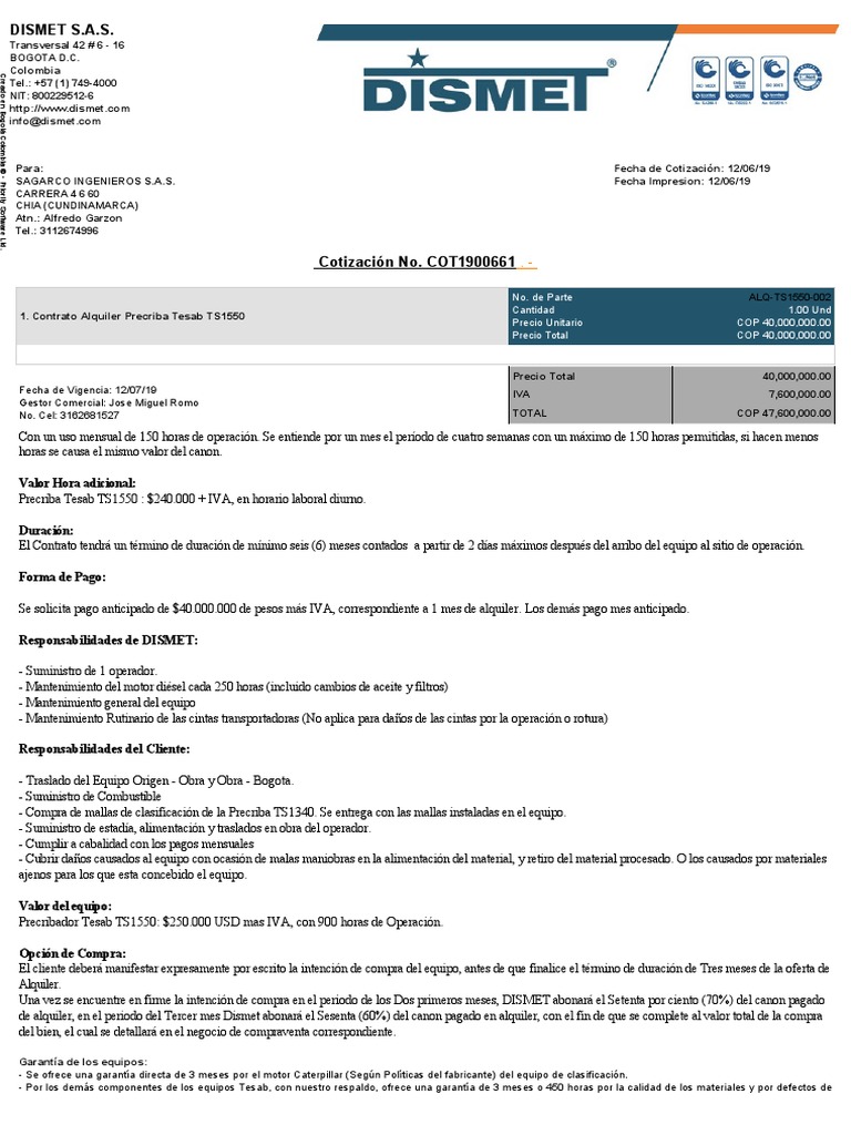 Tesab TS1550 PDF | PDF | Minería | Bogotá