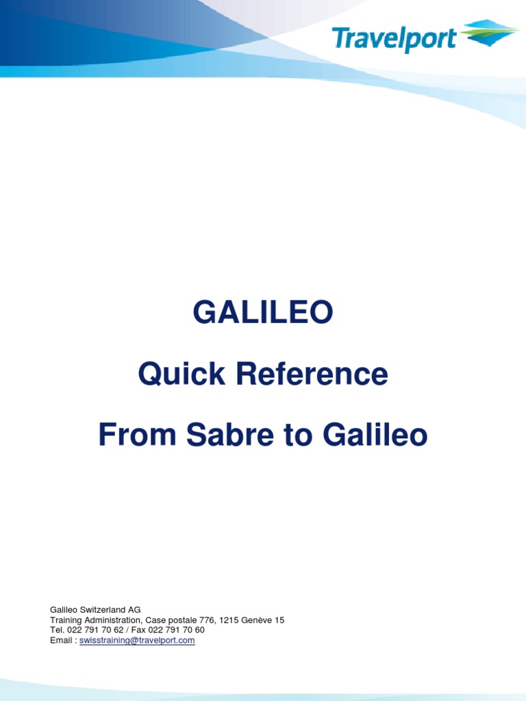 Galileo Quick Reference From Sabreto Galileo | PDF