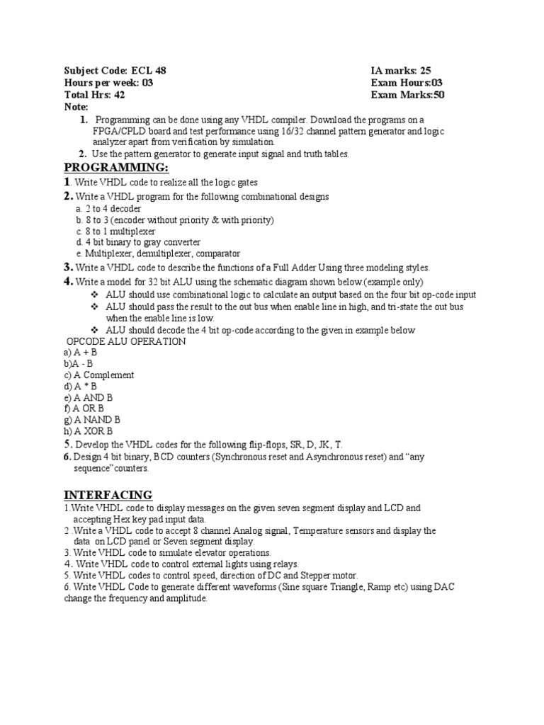 Subject Code HDL 2003 | PDF | Vhdl | Hardware Description Language