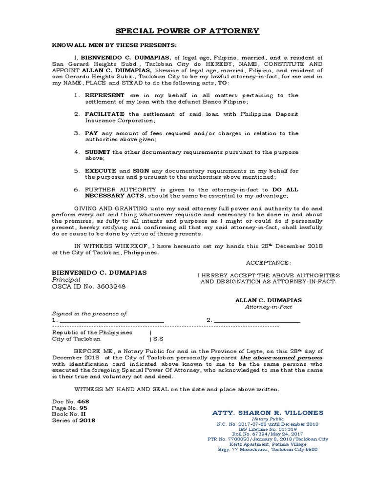 Special Power of Attorney for Insurance | PDF | Power Of Attorney ...