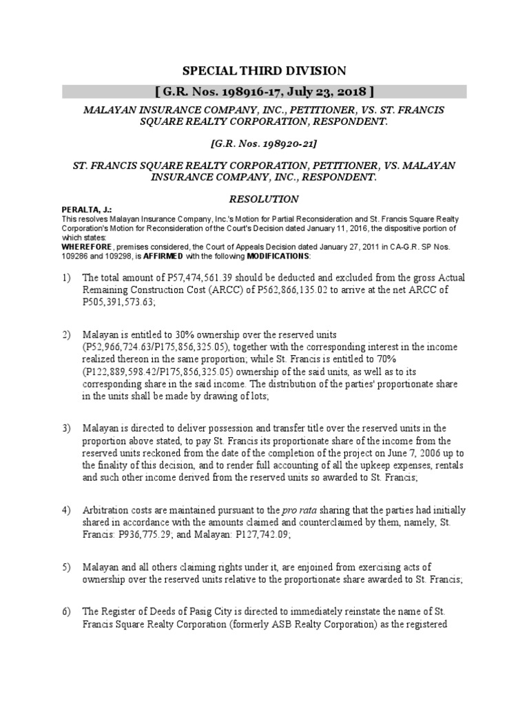 Malayan Insurance v. St. Francis Square | PDF | Value Added Tax | Precedent