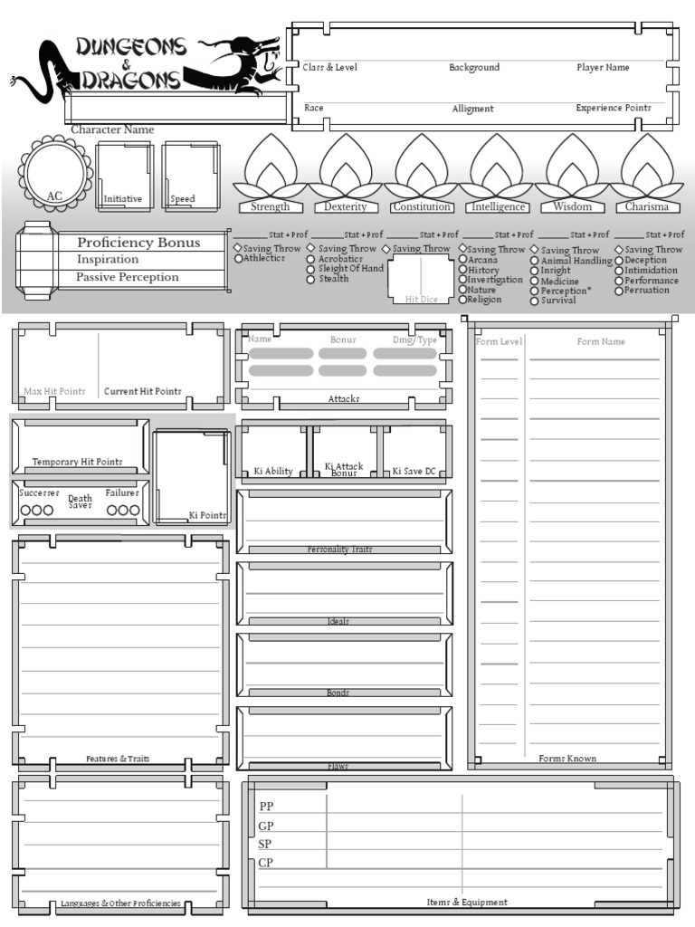 Comprehensive D&D Character Sheet | PDF | Leisure Activities ...