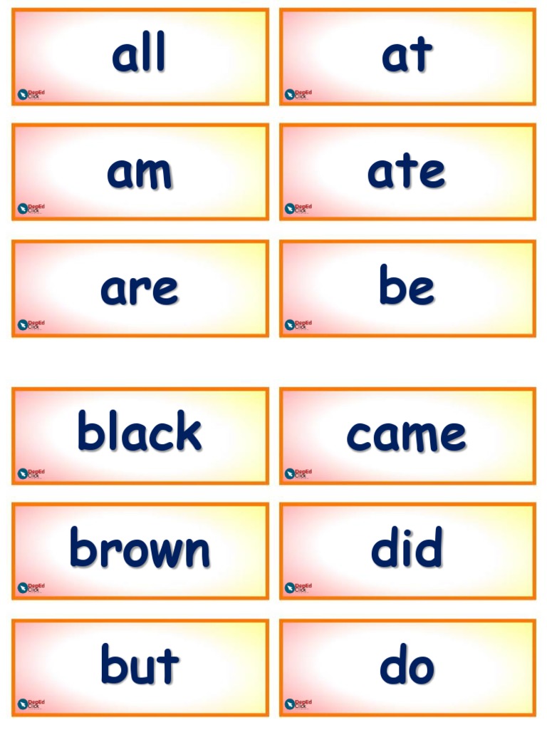 Kindergarten Reading Flashcards | PDF