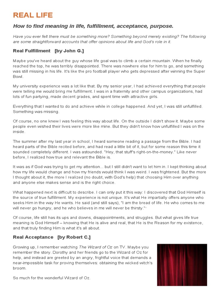 Real Life: How To Find Meaning in Life, Fulfillment, Acceptance ...