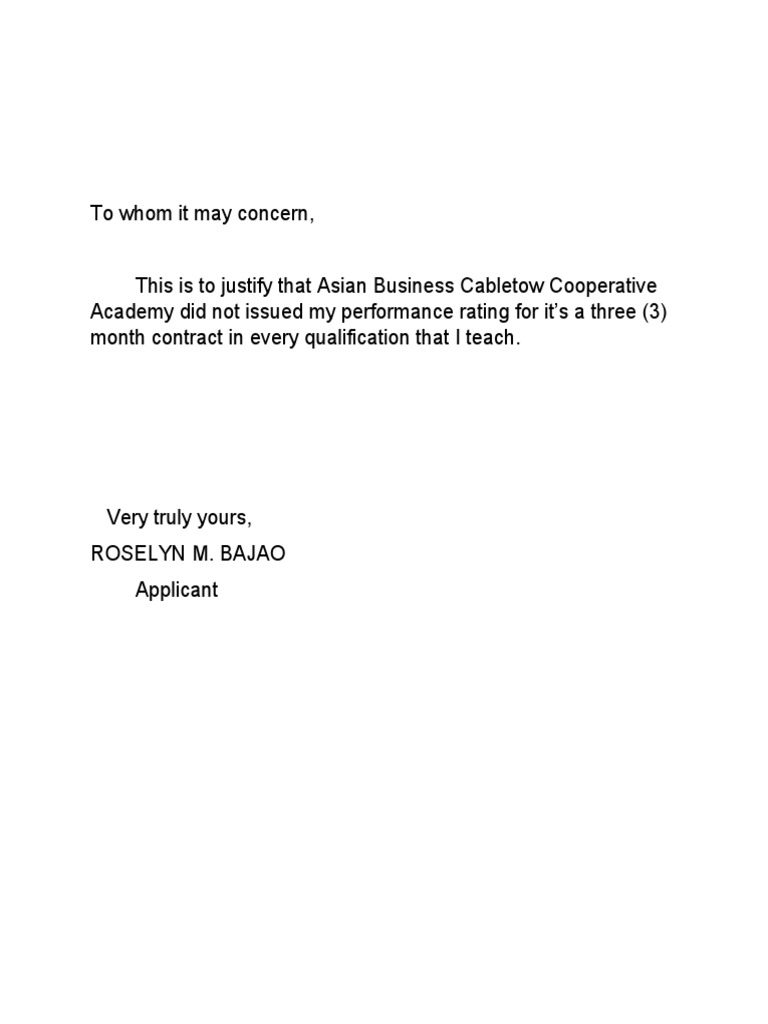 Justification Letter | PDF