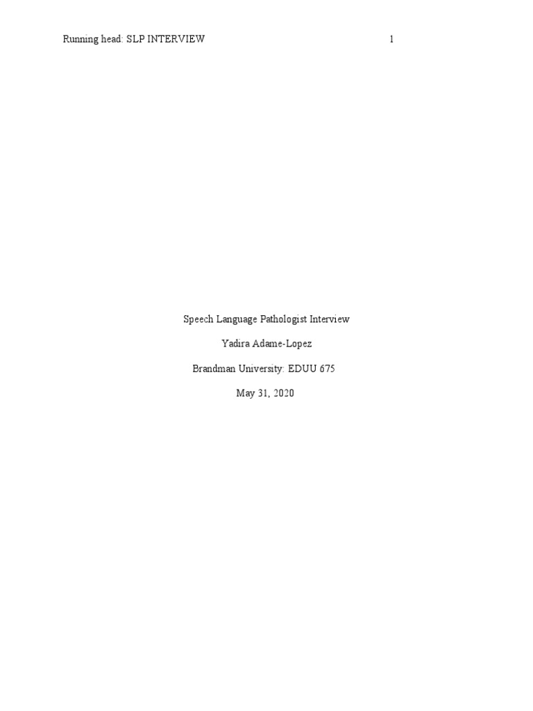 SLP Interview Eduu-675 | PDF | Autism Spectrum | Individualized ...