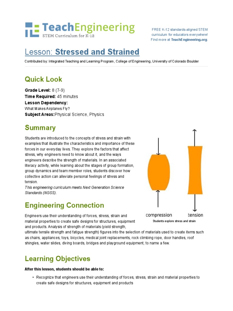 Lesson: Stressed and Strained: Quick Look | PDF | Deformation ...