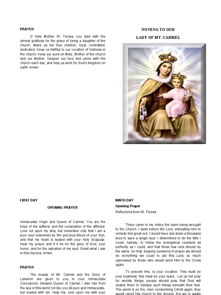 A Guide to Deeper Devotion: A Novena to Our Lady of Mount Carmel | PDF ...