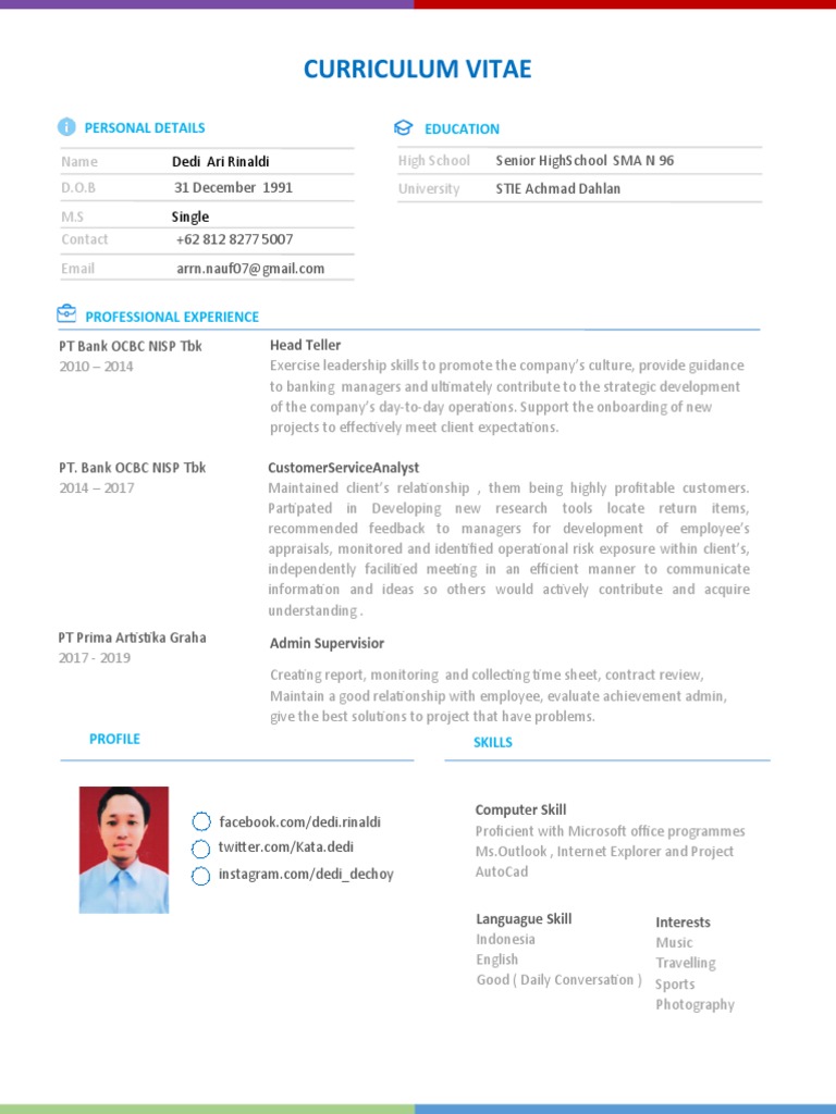 CV Dedi Ari Maret 2019 | PDF | Business | Cognition