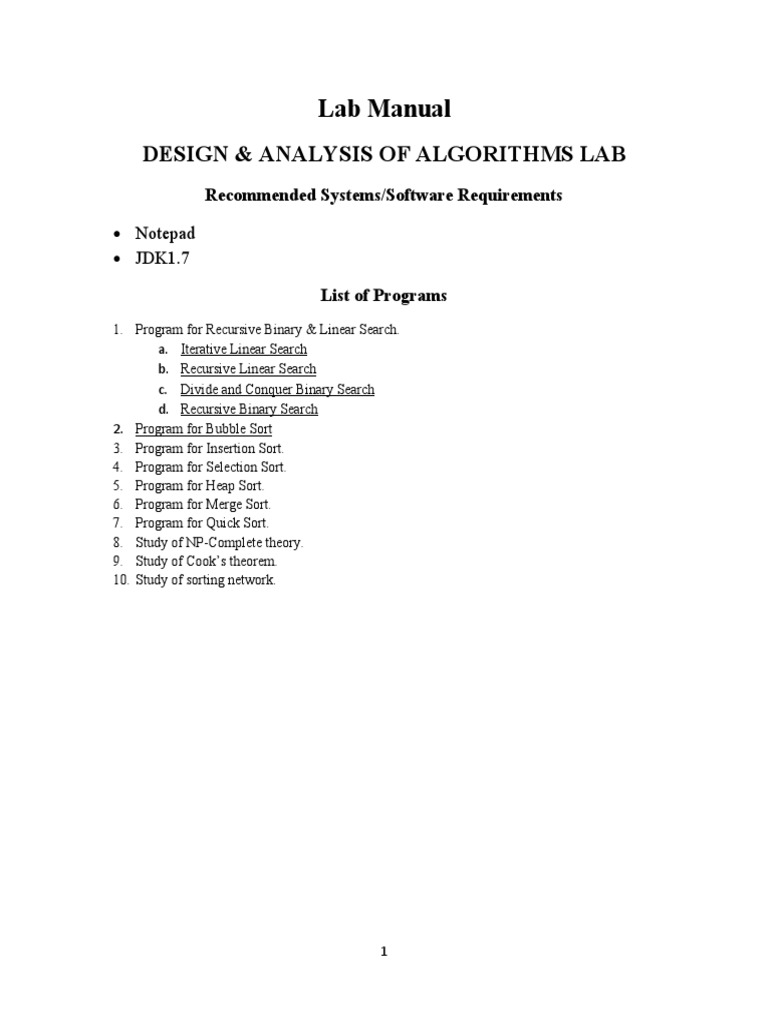 Daa Lab Manual - Final | PDF | Time Complexity | Computational Complexity Theory