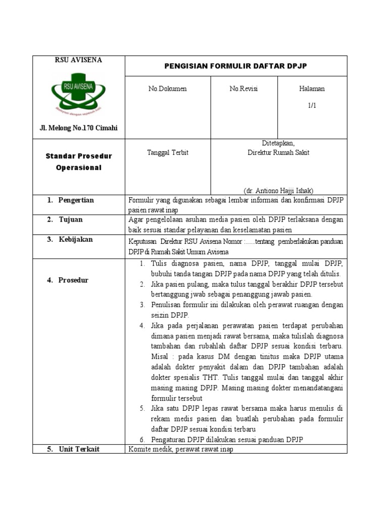 Spo PENGISIAN FORMULIR DAFTAR DPJP | PDF | Pengembangan Diri | Sains & Matematika