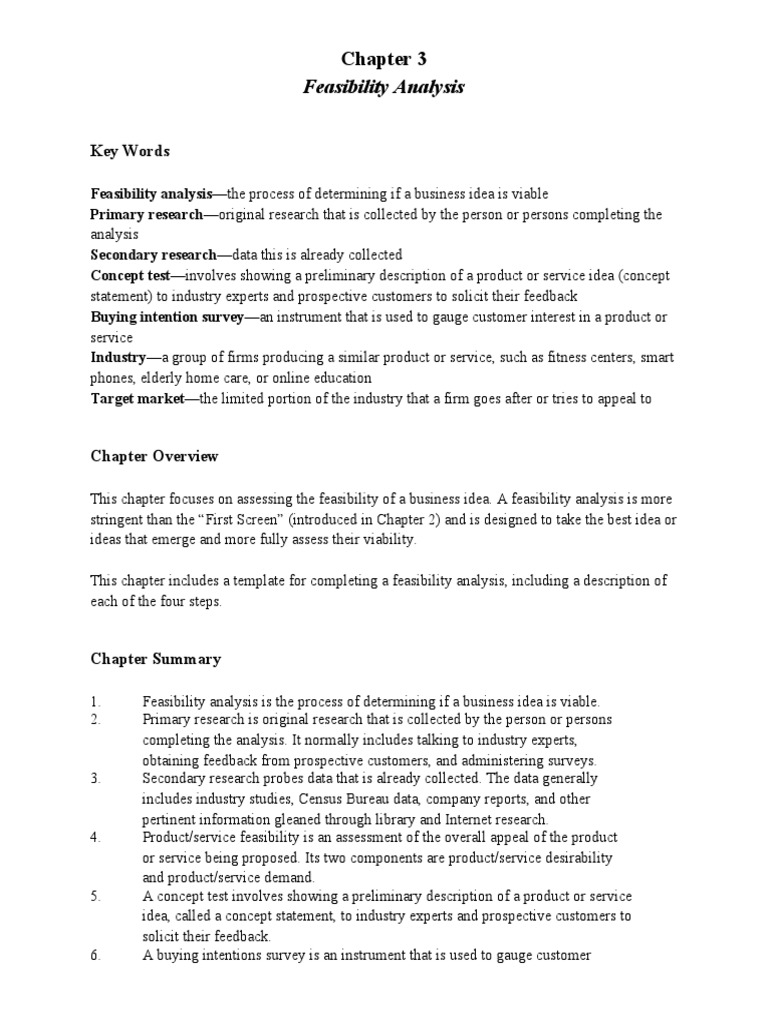 Chapter 3 Feasibility Analysis | PDF | Feasibility Study | Startup Company