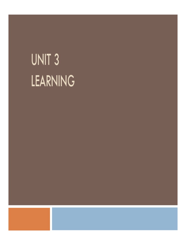 Unit 3 Learning | PDF | Classical Conditioning | Reinforcement