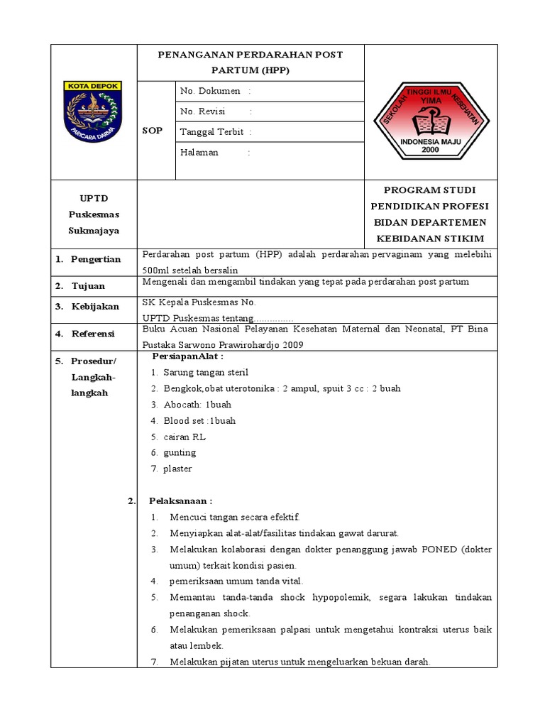 SOP Ibu Nifas Dengan HPP | PDF