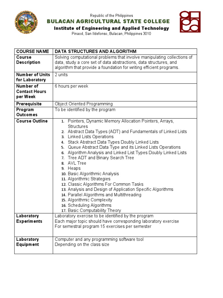 Course Outline Data Structure | PDF | Computers
