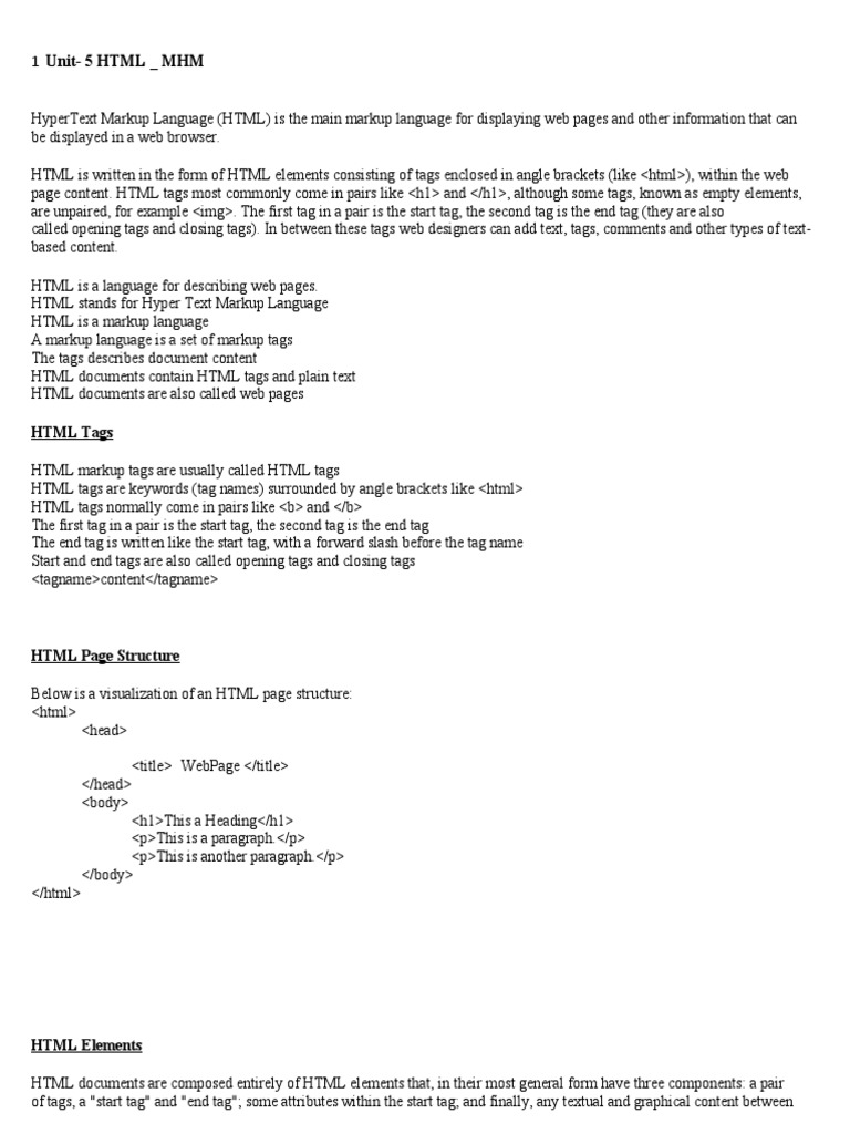 Unit 5 | PDF | Html Element | Html