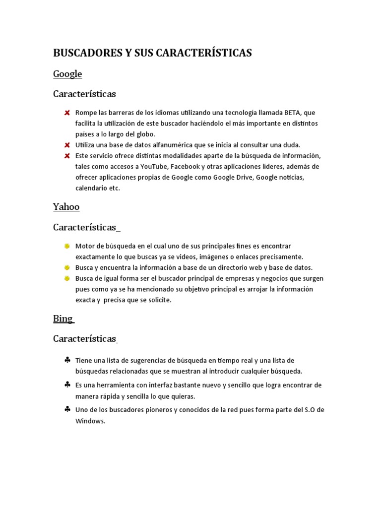 Buscadores y Sus Características | PDF