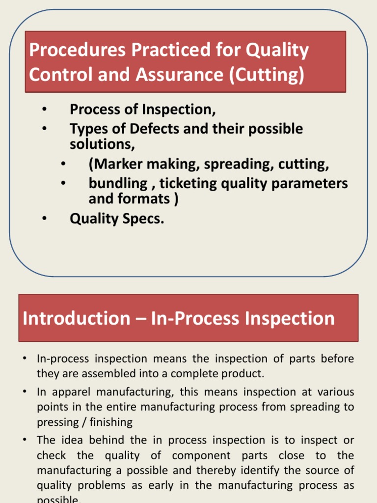 Procedures Practiced For Quality Control and Assurance (Cutting) | PDF | Seam (Sewing) | Sewing