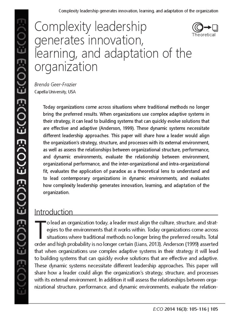 Complexity and Leadership-2 | PDF | Social Network | Leadership